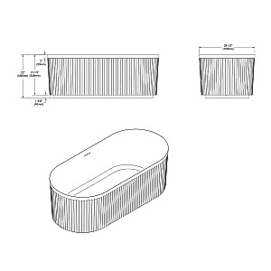 Dowell Fluted Acrylic Soaking Tub 59", Matte White