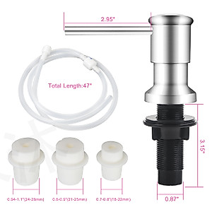 Sink Soap Dispenser, OHiHi Kitchen Sink Soap Dispenser with 47" Extension Tube, Wide Pump Head Base, No Water Leaking, No Need to Fill The Little Bottle Again, Brushed Nickel