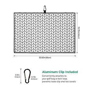 Golf Towel Black Stripe Line Chevron White,Waffle Pattern Microfiber Club Cleaner Golf Towels with Carabiner Clip for Women Men Dad,Minimalist Abstract Geometric Art Golf Towel for Golf Bags,24x16in