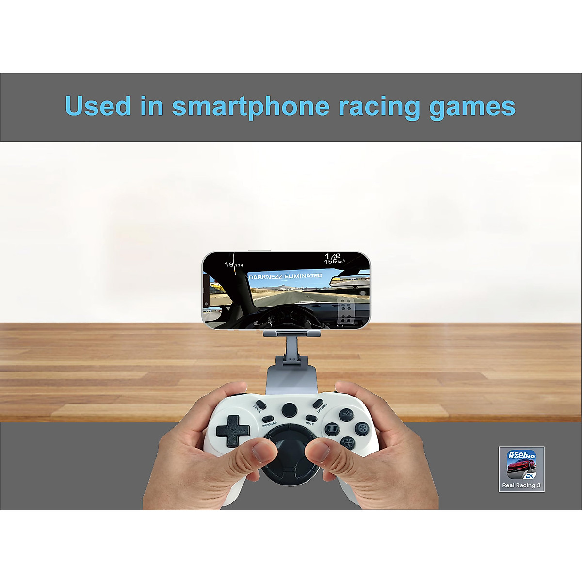 VISIONHMD Wireless Racing Wheel or Steering Wheel for PS4/PS4 SLIM/PS4 Pro,Compatible With Steam Gaming, Android and iOS,MAC,With 2 Remappable Buttons (White)