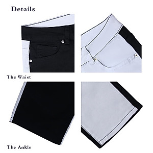 Ufehaho Women's High Waist Two Tone Color Block Jeans Straight Leg Stretchy Denim Pants