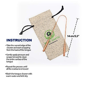 100% Pure Copper Tongue Scraper for Adults - Heavy-Duty, Rust-Proof, Long-Lasting Oral Care - Travel Tongue Scraper Ayurvedic with Case - PURE EARTH essentials (1 Piece/Pack)