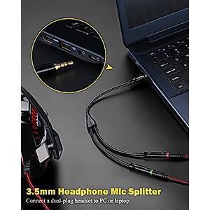SOLMIMI Headphone Mic Splitter, TRRS Headset Splitter with Separate Headphone and Mic Jack, 3.5mm Combo Audio Adapter for Dual-Plug Headset Compatible to Xbox One, Smartphone, PC, Ps4-11inch(30cm)