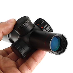 ohhunt 4.5x20E Compact Hunting Rifle Scope Red Illuminated Glass Etched Reticle Riflescope with Flip-Open Lens Caps and Rings