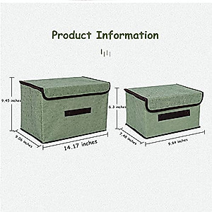 ZIQIAO Non Woven Storage Box, Fabric Multifunctional Fordable Thick Storage Baskets, Used for Wardrobes, Clothes, Books, Cosmetics, Toys, etc. (Green, 14.17x9.06x9.45 inches)