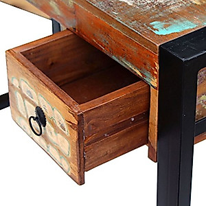 Festnight Reclaimed Wood Console Table Office Computer Desk with 2 Drawers