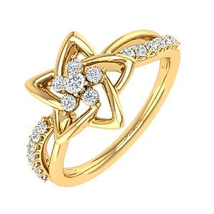 0.15 Carat Diamond Star Shaped Ring in 10K Yellow Gold (Ring Size 8.75) (I1-I2 Clarity)