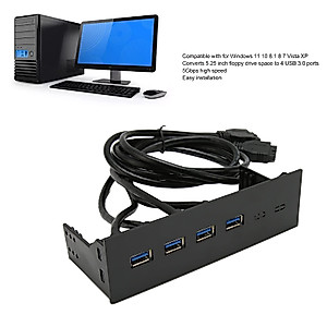 USB3.0 Front Panel, 5Gbps 4 Ports Optical Drive Front Panel Multiple Security Protections 19pin USB Hub Front Panel for 5.25 Inch PC Computer Case