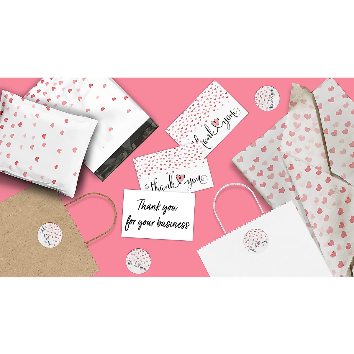 Pro Supply Global (50) Count of 4x6 Fading Hearts Thank You Insert Cards