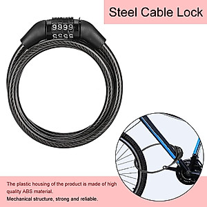 Bike Lock Cable, Security Bike Lock with 4 Digit Combination Bicycle Lock for Outdoor Equipment