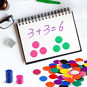 Coopay 500 Pieces 1 Inch Bingo Chips Bulk, 10 Colors Bingo Markers for Math Practice, Plastic Learning Counters Disks Counting Discs and Poker Chips Game Tokens Kids Reward
