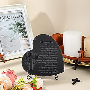 TimTin Memorial Garden Stone Those We Love Don't Go Away Memorial Plaque Decor with Stand Black Sympathy Gifts for Loved One(Cross), 5 Inches