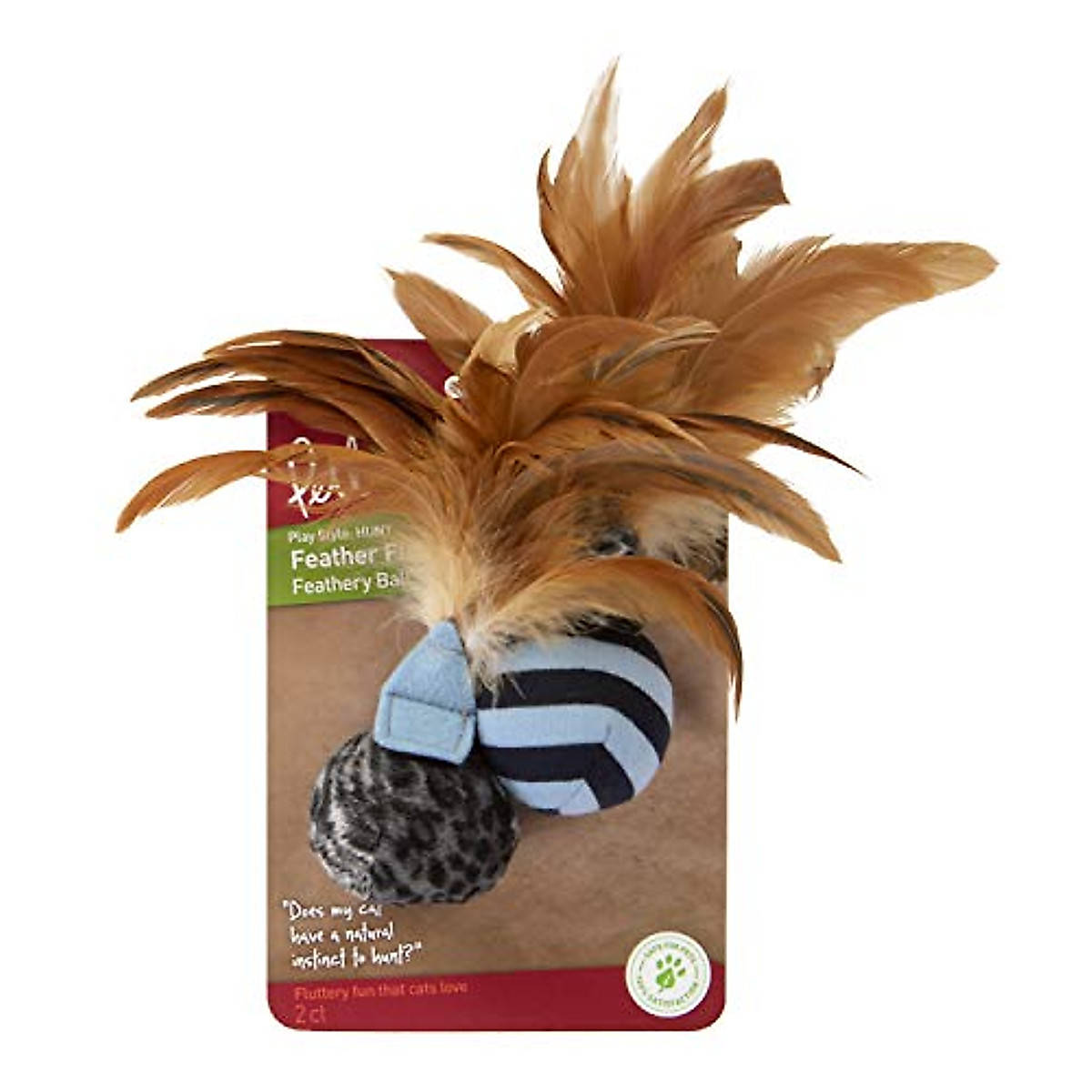 Petlinks (2 Count) Feather Flips Plush Ball Cat Toys - Blue, 2 Count