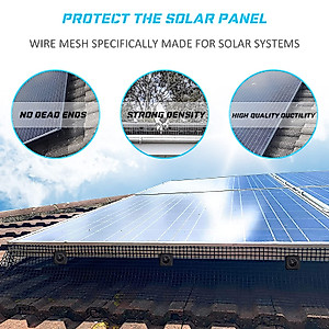 MEFBANT Solar Panel Bird/Critter Guard with 70 Aluminum Fasteners Clips.6 Inches x 100 Feet Solar Panel Protection Device Roof Protection Net ， PVC Coated Galvanized Steel Coil，