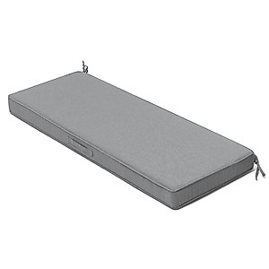 Crestlive Products Outdoor Bench Cushion 48x18 Inches, Patio Furniture Pads with Ties Water Resistant Fabric Durable Thicken Memory Foam for Loveseat Couch Porch Swing, Light Gray