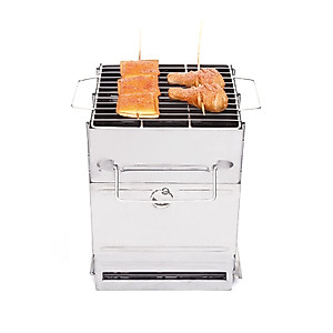 TBMAKE Grills Portable Charcoal Heating Grill Outdoor BBQ Wood Stove Foldable Stainless Steel Grill