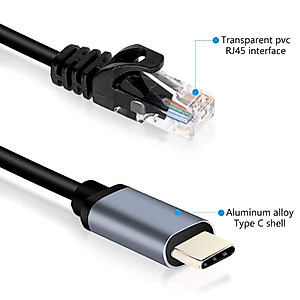 Moyina USB C to RJ45 Gigabit Ethernet Cable for MacBook Thunderbolt 3/Type-C, Windows, Chromebook, Surface Pro, Linux, Android Directly Connected to Switch, Router, Modem