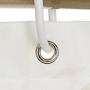 Amazon Basics Fabric Shower Curtain with Grommets and Hooks - 72 x 72 Inch, Natural Herringbone