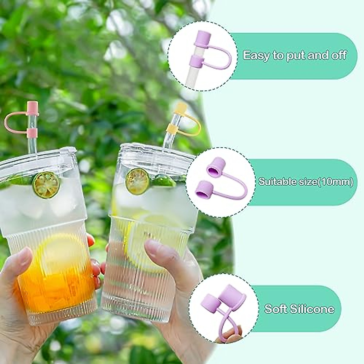 6 Pcs Straw Covers for Stanley 40oz, Reusable Silicone Straw Topper for Stanley &Simple Modern 40 oz, Bugs/Spill/Dust Proof Simple Straw Covers Cap for 8-10mm Straws, for Stanley Cups Accessories