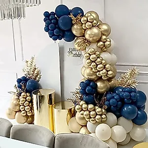 Navy Blue Balloon Garland Arch Kit,147Pcs Royal Blue Balloons Night Dark Blue Sand Chrome Gold Balloons Night Blue for Birthday Party Graduation Baby Shower Anniversary Celebration Party Decorations