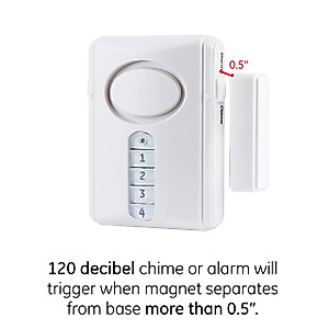 GE home electrical GE Personal Security Window and Door Alarm, Deluxe Alarm, DIY Protection, Burglar Alert, Keypad Activation, Easy Installation, Ideal for Home, Garage and More, 45117