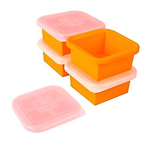 NAKTOW Silicone Freezing Tray with Lid - 2-Cup 4 Pack Freezer Containers,Make 1 Perfect Freezing,Storing Soups, Foods, Stews, Dips or Sauces Simple and Convenient Color Orange