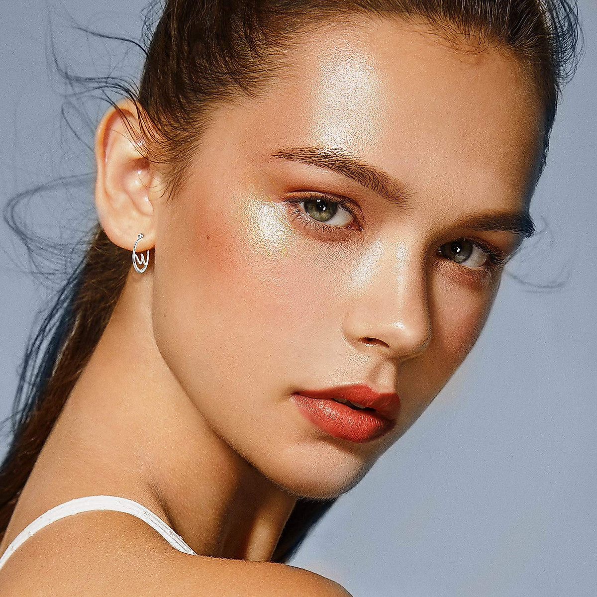 CHENGHONG Wave Earrings for Women 925 Sterling Silver Sea Ocean Wave Hoop Earrings Ocean Jewelry Beach Gifts for Surfer