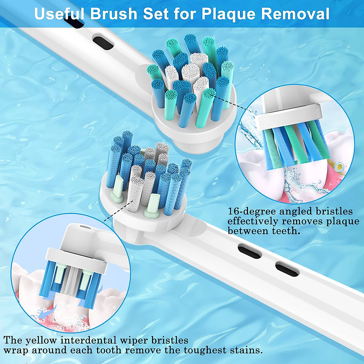 FIRIK Toothbrush Heads Replacement Compatible with Oral B: 8 Pack Professional Brush Head Refills for Braun Pro 1000/3000/5000/7000/8000/9000, Floss Action & Cross Action with Hygienic Caps