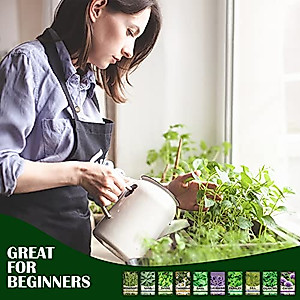 10 Herb Kit Non-GMO Growing into Thyme, Lavender, Chamomile, Dill, Chives, Cilantro, Rosemary, Basil, Parsley, Sage Indoor/Outdoor Herb Planting for Kitchen Windowsill Gardening Gift