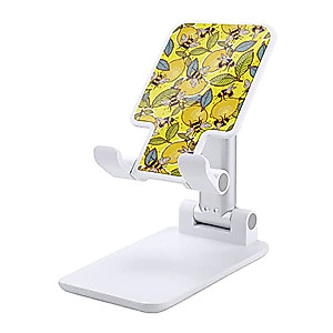 Yellow Lemon Bee Foldable Desktop Cell Phone Holder Portable Adjustable Stand for Travel Desk Accessories