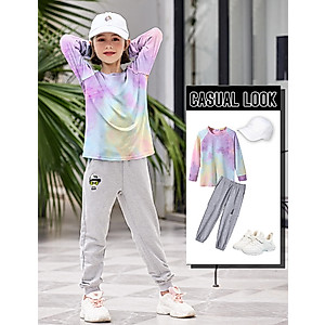 Arshiner Kids Girls Tie Dye Long Sleeve Casual Loose Crewneck Sweatshirts for 4-5T