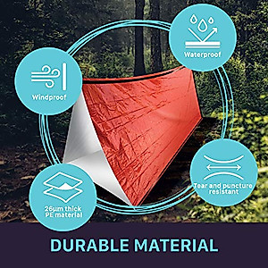 FosPower Emergency Sleeping Bag, Tough and Durable Mylar Thermal Sack with Survival whistle for Survival Kits, Camping Accessories, Outdoors, Hiking