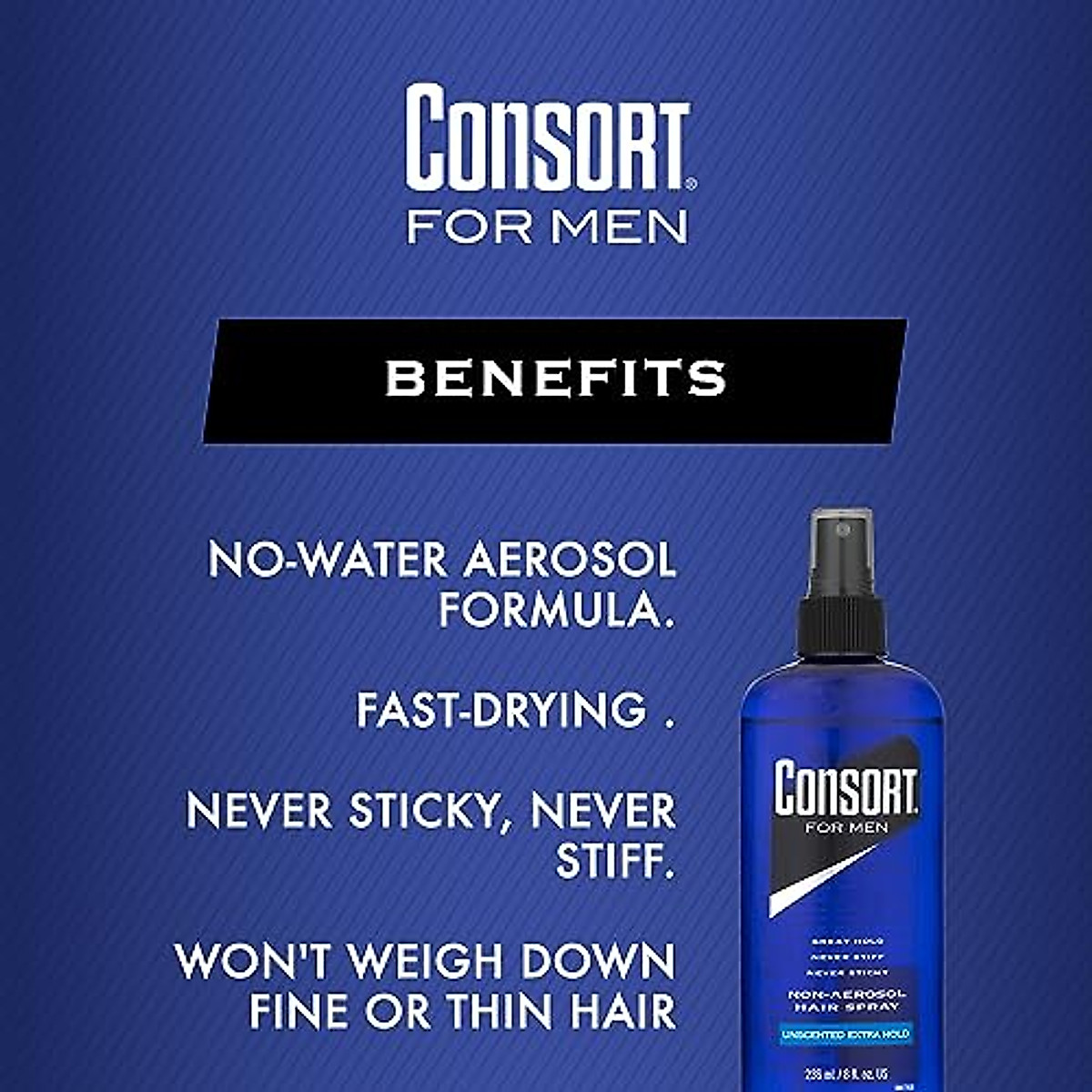 Consort Extra Hold Non-Aero Hair Spray Pump, Unscented, 8 Ounce