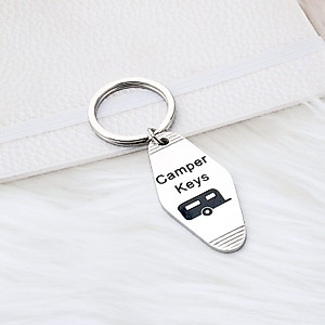 KUIYAI Vintage Motel Camping Gift Camper Motel Hotel Keychain Camper Keys Gift Caravan Gift Wanderlust Gift Traveler Gift for Campers (Camper keys)