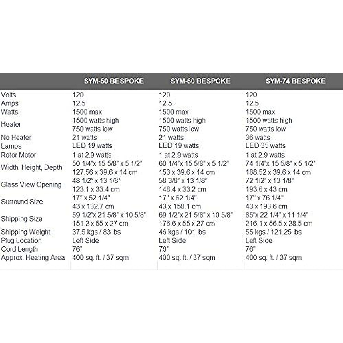 Amantii SYM-50-BESPOKE Symmetry Series Bespoke 50-Inch Built-in Electric Fireplace with Remote, Ember Media, Black Steel Surround