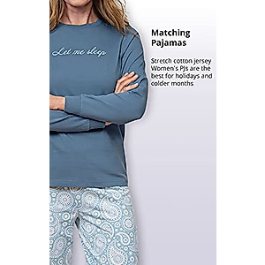 PajamaGram Womens PJs - Cotton Pajamas For Women, Blue Paisley, MD