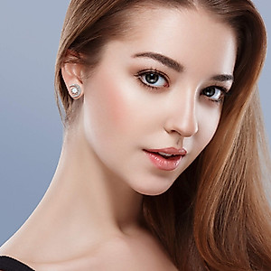 Milacolato 925 Sterling Silver Stud Earrings for Women18K White Gold Plated Cubic Zirconia Crescent Moon Star Earrings Hypoallergenic Created Opal Stud Earrings for Sensitive Ears