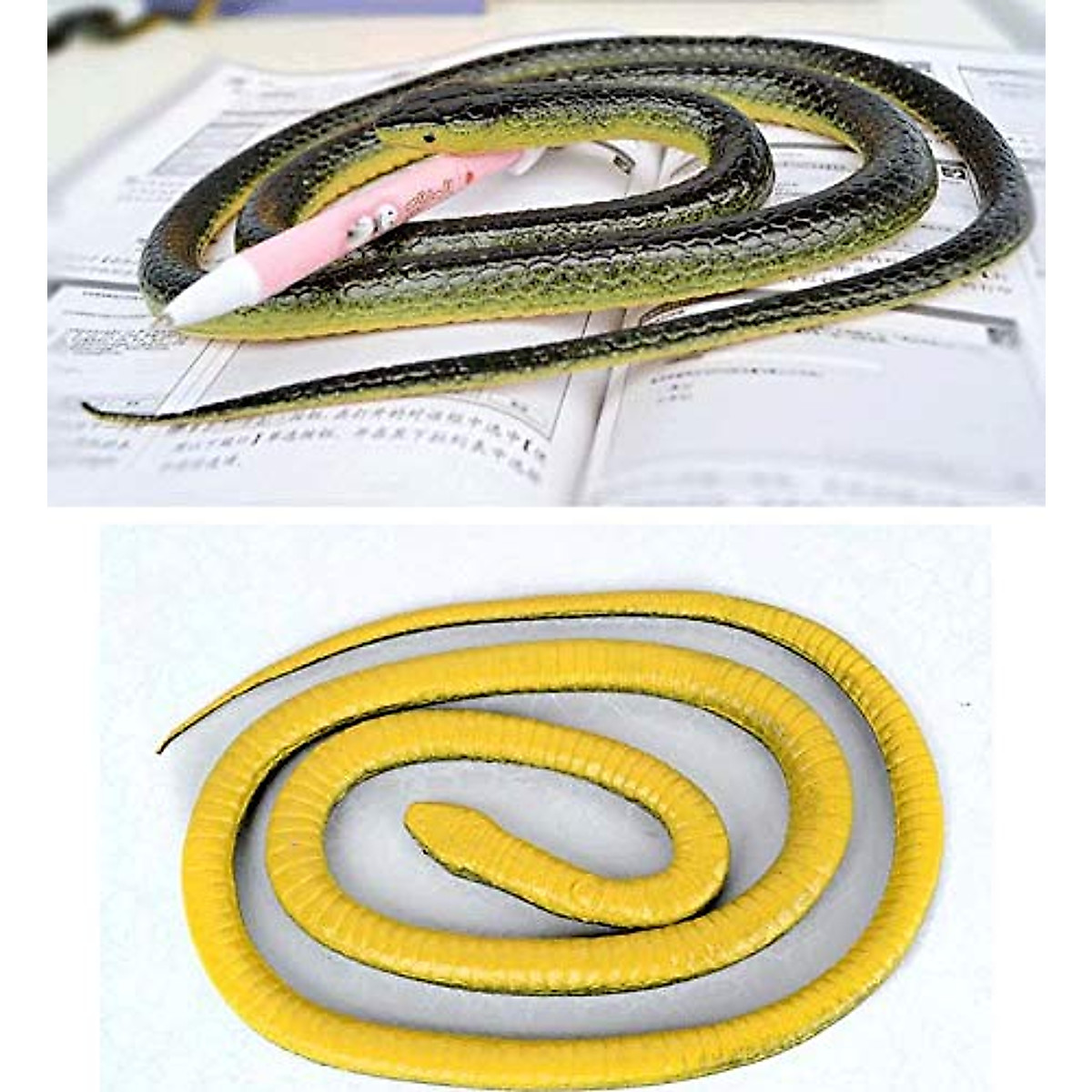 Yoogeer 47 Inches Rubber Lifelike Snakes Scary Gag Gift Incredible Creatures Chain Snakes Rain Forest Snake Toys Wild Life Snakes