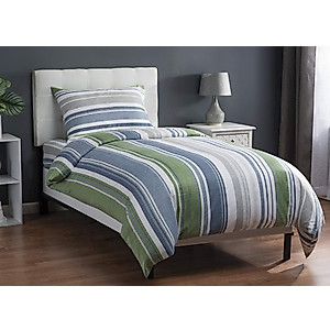 XLNT Twin Size Bedding | Duvet Cover | 3 Piece Set | Comforter Cover | Bed Sheet | Pillow Cover | Soft Cotton Blend | Machine Washable | Designed | Riptide Blue Green
