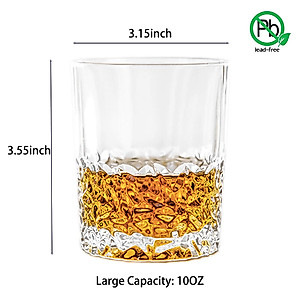 Whiskey Glasses,4-piece set (2 Crystal Glasses, 2 Round Ice Ball Molds) In Gift Box, 10 oz Old Fashioned,2.5 Inches Sphere Ice Ball,Cocktails,Brandy,Whiskey Gift for Men at Home Bar