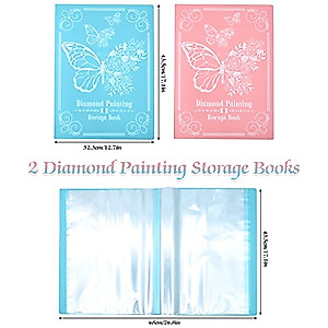 ZYNERY 2 Pack A3 Diamond Painting Storage Book, 60 Pages Art Portfolio Diamond Art Storage Large Art Folder - Suitable for 12x16 inch Diamond Painting (Pink + Blue)