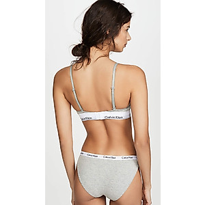 Calvin Klein Women's Modern Cotton Lightly Lined Triangle Wireless Bralette, Grey Heather, Small