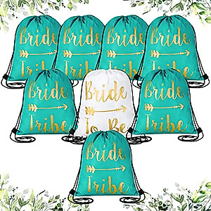 Shappy 12 Pieces Bride Drawstring Bags Bachelorette Party Drawstring Backpacks for Bridal Shower Wedding Party Bridesmaids Supplies Gift Bag