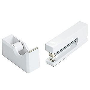 JAM PAPER Office & Desk Sets - 1 Stapler & 1 Tape Dispenser - White - 2/Pack