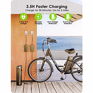 Oraimo Electric Bike for Adults 3A Fast Charge, 36V 10.4Ah UL-Certified Li-ion Battery, 350W Brushless Motor, 26" Aluminum Ebike 2X Load Rear Rack, Air Saddle, Shimano 7 Speed (Black, Standard)