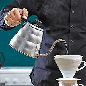 Hario V60 "Buono" Drip Kettle Stovetop Gooseneck Coffee Kettle 1.2L, Stainless Steel, Silver