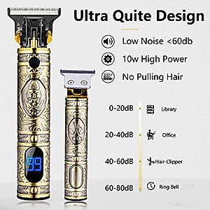 WAHLSA Professional Hair Trimmer Zero Gapped Detail Beard Shaver Barbershop Baldheaded Hair Clipper T-Blade Hair Clipper for Men Electric Pro Li Outline Trimmer Grooming Kit LED Display (Golden