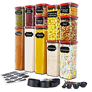 Kanuusiz Airtight Food Storage Containers Set -12 pack, BPA-Free Crystal Clear Kitchen Pantry Organization and Storage Containers with Durable Lids for Pasta, Snacks, Cereal, Flour, Sugar Storage