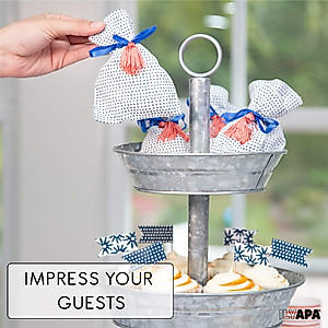 Ilyapa Galvanized Three Tiered Serving Stand - 3 Tier Metal Tray Platter for Cake, Dessert, Appetizers & More