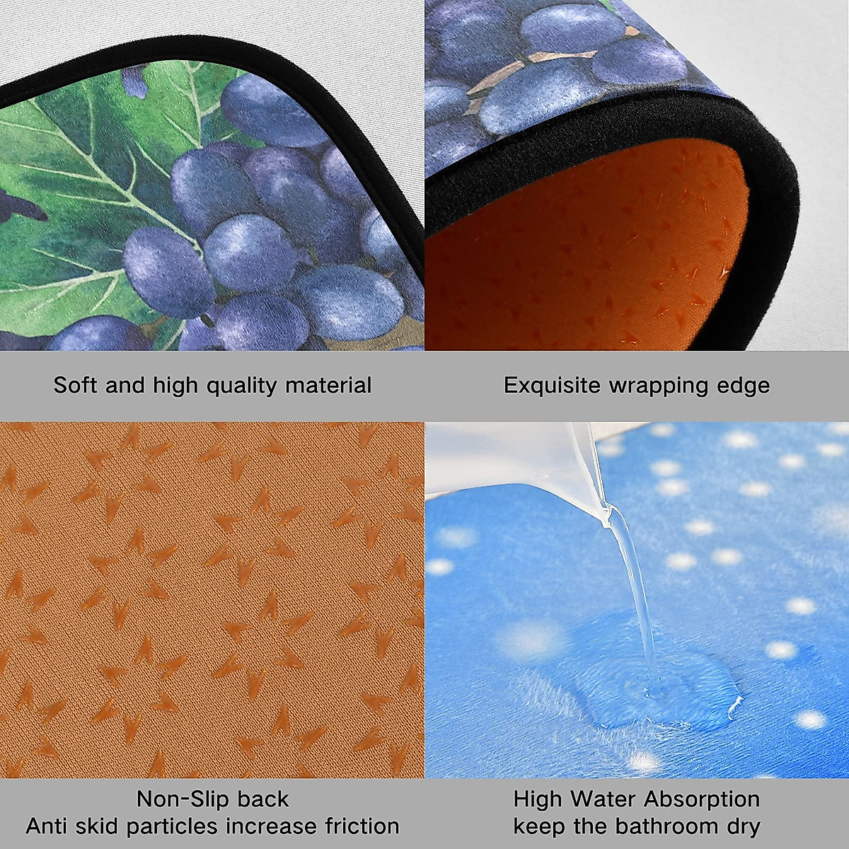 ALAZA Wooden Boxes with Bottles Glasses of Red Wine and Grapes Pattern Kitchen Rug Set, 2 Piece Set, Non-Slip Floor Mat for Living Room Bedroom Dorm Home Decor, 19.7 x 27.6 Inch + 19.7 x 47.2 Inch